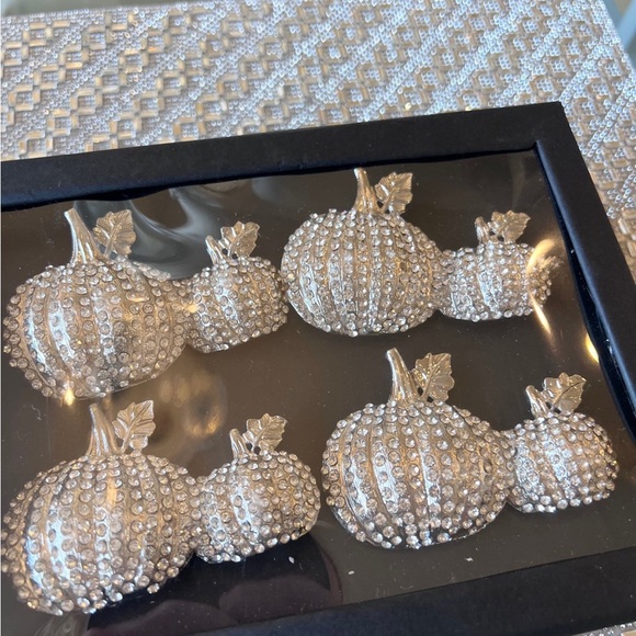 Tahari | Dining | Tahari Rhinestone Bling Crystal Pumpkin Napkin Rings ...